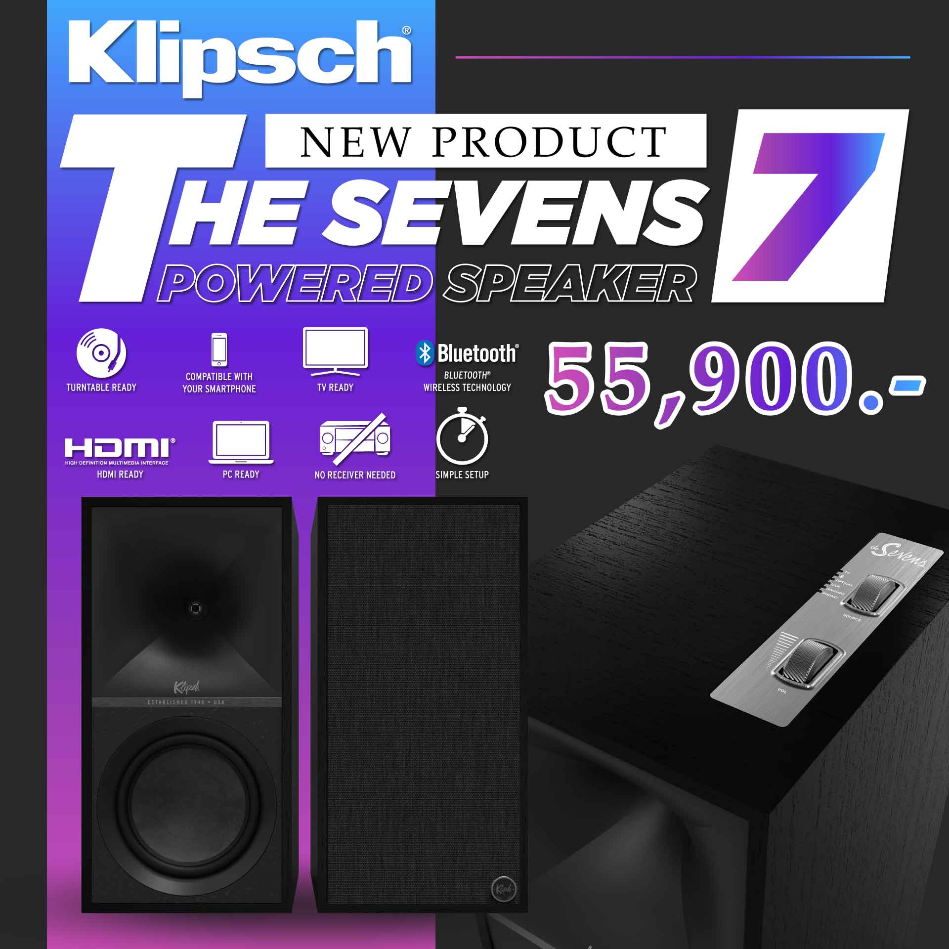New Product ลำโพงพาวเวอร์ Klipsch The Sevens Powered Speaker – เครื่อง ...